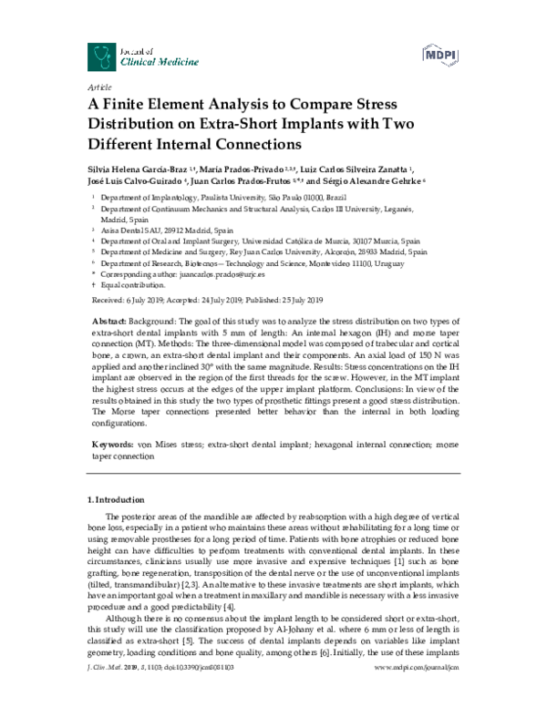 A Finite Element Analysis to Compare Stress Distribution on Extra-Short Implants with Two ...
