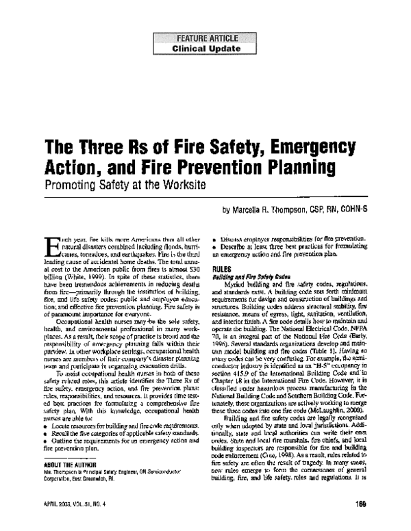 (PDF) The Three Rs of Fire Safety, Emergency Action, and Fire ...