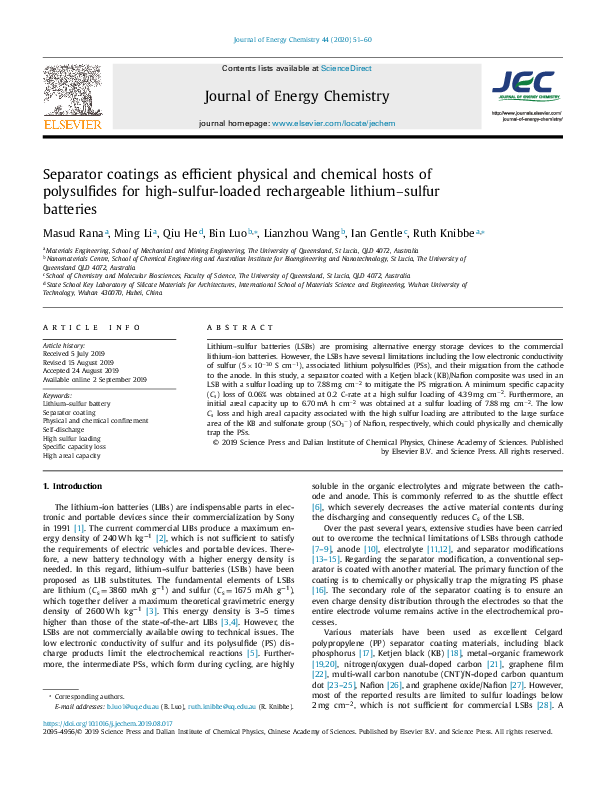 Separator coatings as efficient physical and chemical hosts of ...
