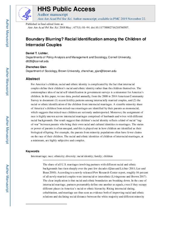 (PDF) Boundary Blurring? Racial Identification among the Children of ...