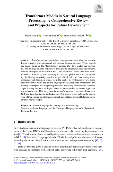 (PDF) Transformer Models in Natural Language Processing: A Comprehensive Review and Prospects ...