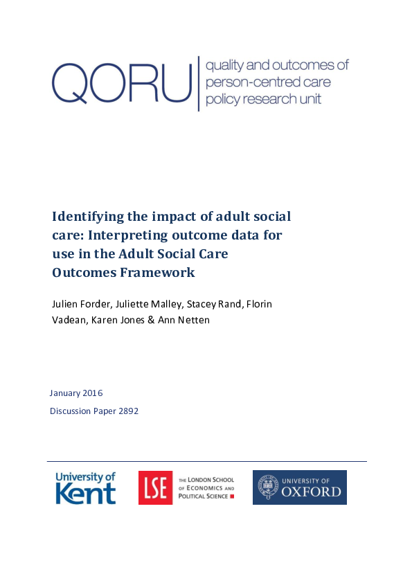(PDF) Identifying the impact of adult social care: interpreting outcomes data for use in the ...