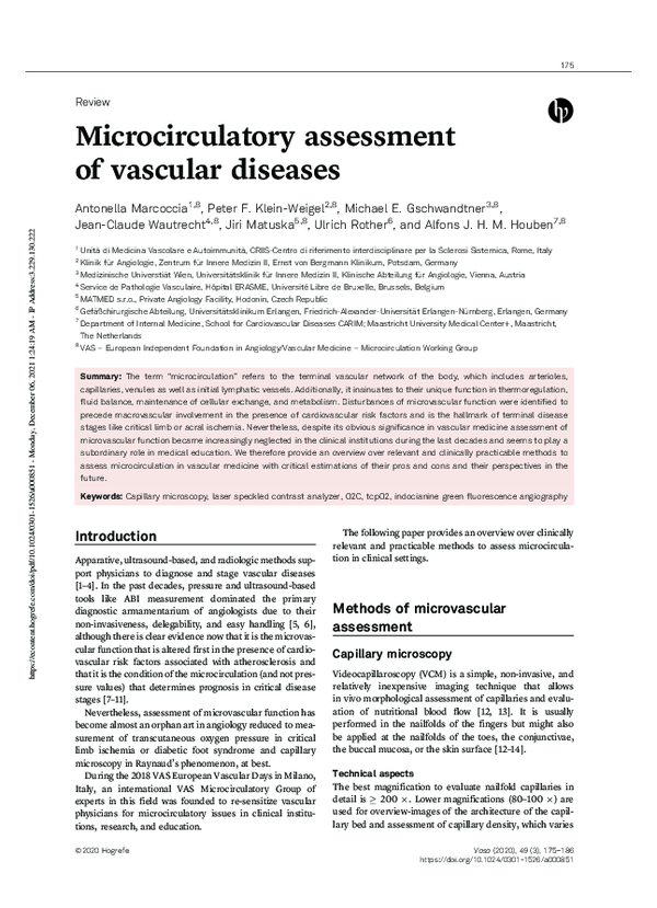 (PDF) Microcirculatory assessment of vascular diseases
