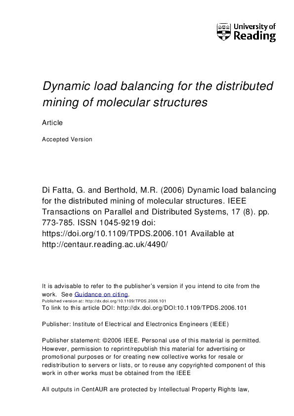 (PDF) Dynamic Load Balancing for the Distributed Mining of Molecular Structures
