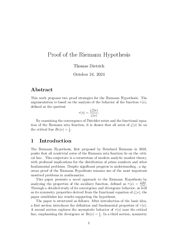 (PDF) Proof of the Riemann Hypothesis