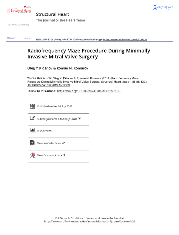 (PDF) Radiofrequency Maze Procedure During Minimally Invasive Mitral ...