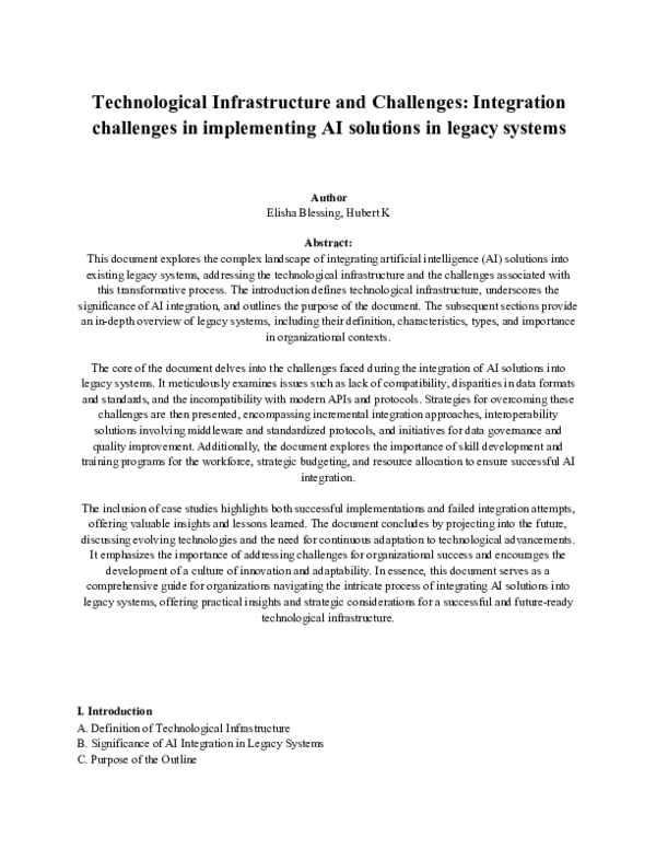 (PDF) Technological Infrastructure and Challenges Integration ...