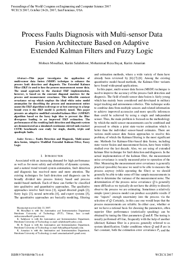 Pdf Process Faults Diagnosis With Multi Sensor Data Fusion Architecture Based On Adaptive