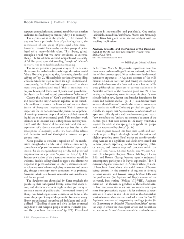 (PDF) Aquinas, Aristotle, and the Promise of the Common Good