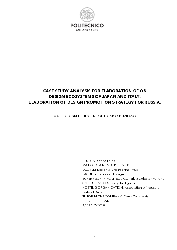 (PDF) Case study analysis for elaboration of on design ecosystems of Japan and Italy ...