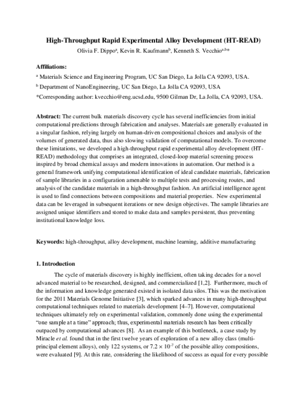 (PDF) High-Throughput Rapid Experimental Alloy Development (HT-READ)
