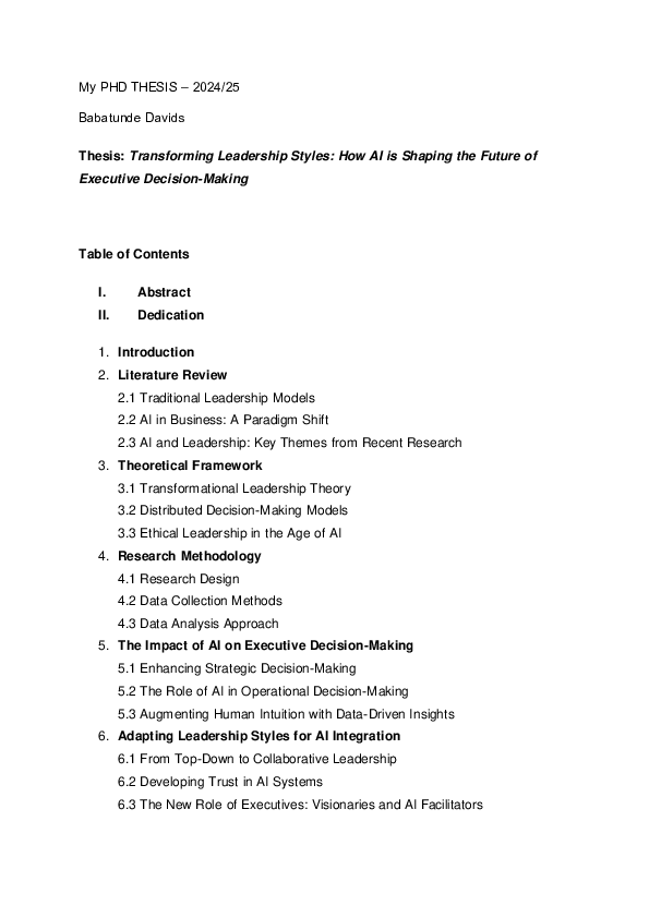 (PDF) My DBA(Doctor of Business administration) THESIS -2024/25 -First ...