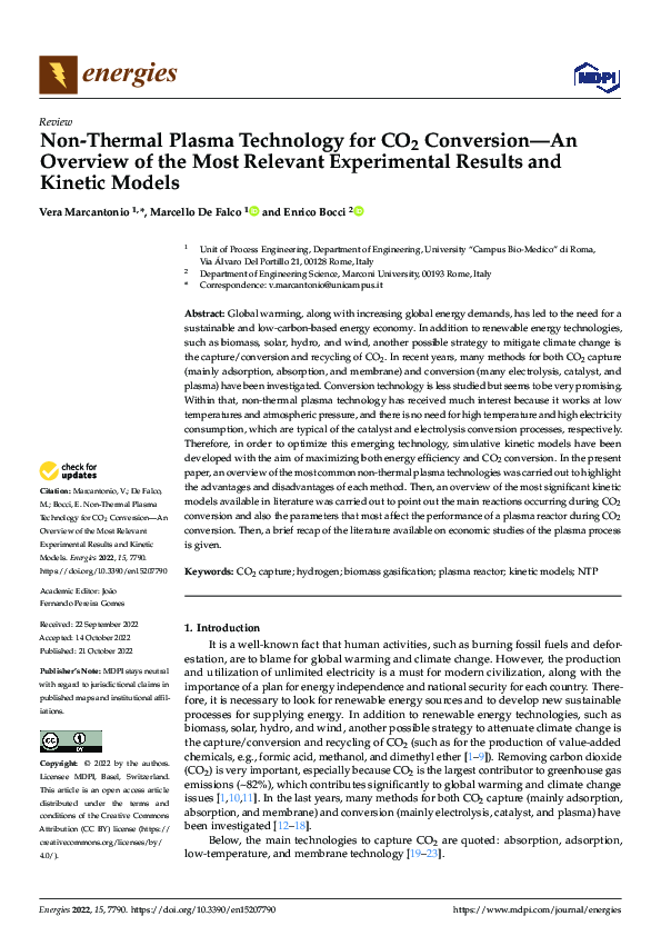 (PDF) Non-Thermal Plasma Technology for CO2 Conversion—An Overview of ...