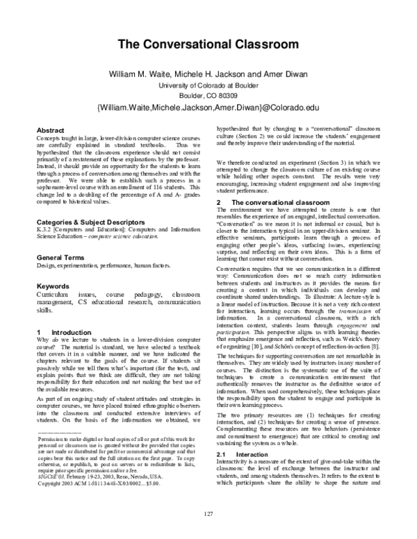 (PDF) The conversational classroom