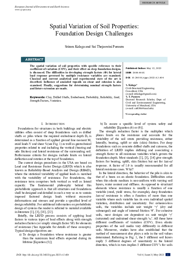 (PDF) Spatial Variation of Soil Properties: Foundation Design Challenges