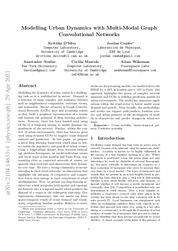 (PDF) Modelling Urban Dynamics with Multi-Modal Graph Convolutional Networks