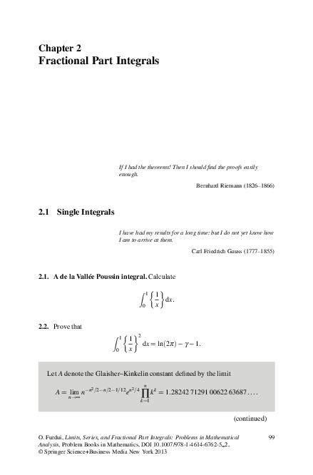 (PDF) Fractional Part Integrals