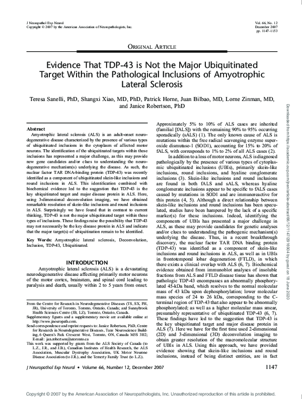 Evidence That TDP-43 is Not the Major Ubiquitinated Target Within the ...