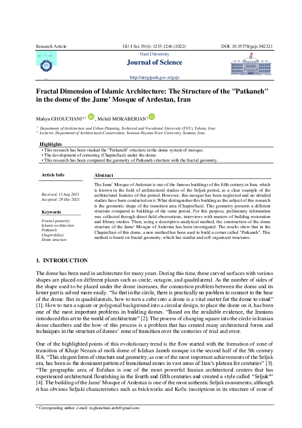(PDF) Fractal Dimension of Islamic Architecture: The Structure of the ...