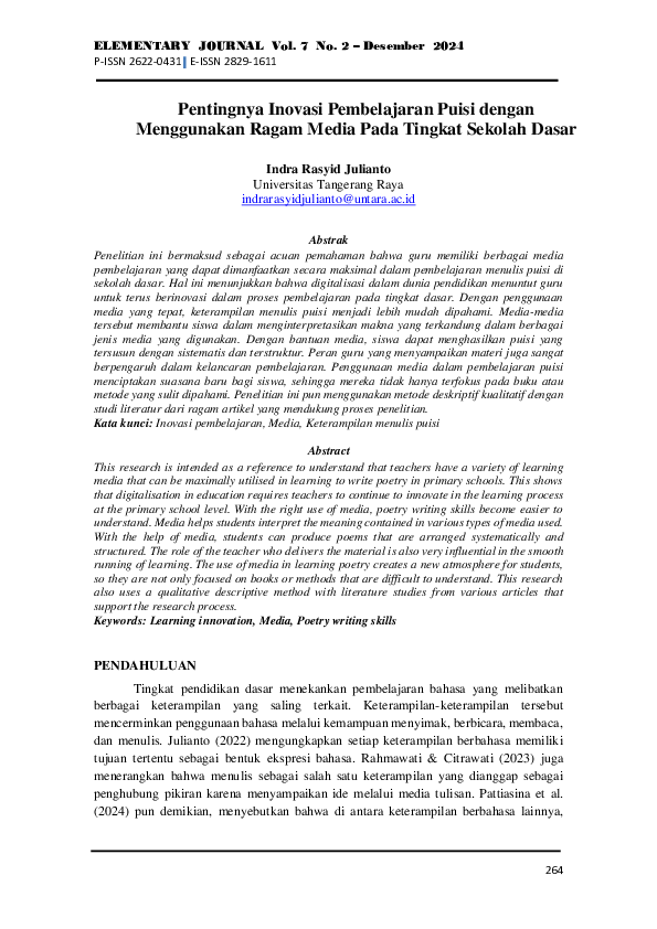 (PDF) Pentingnya Inovasi Pembelajaran Puisi dengan Menggunakan Ragam Media Pada Tingkat Sekolah ...