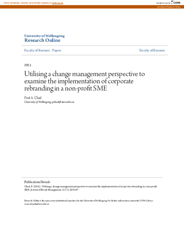 (PDF) Utilising a change management perspective to examine the ...