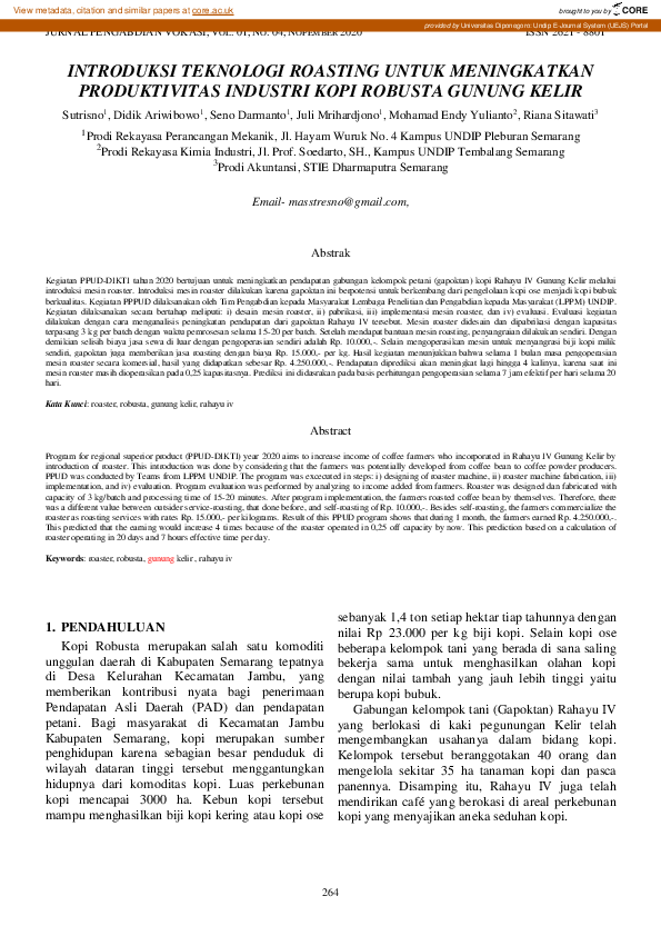 (PDF) Introduksi Teknologi Roasting Untuk Meningkatkan Produktivitas ...