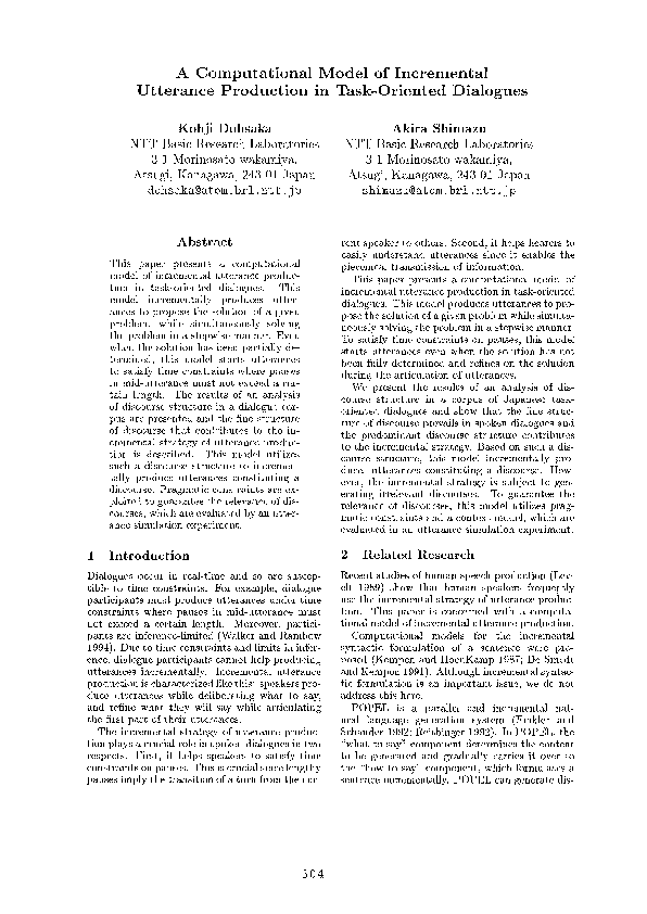(PDF) A computational model of incremental utterance production in task-oriented dialogues