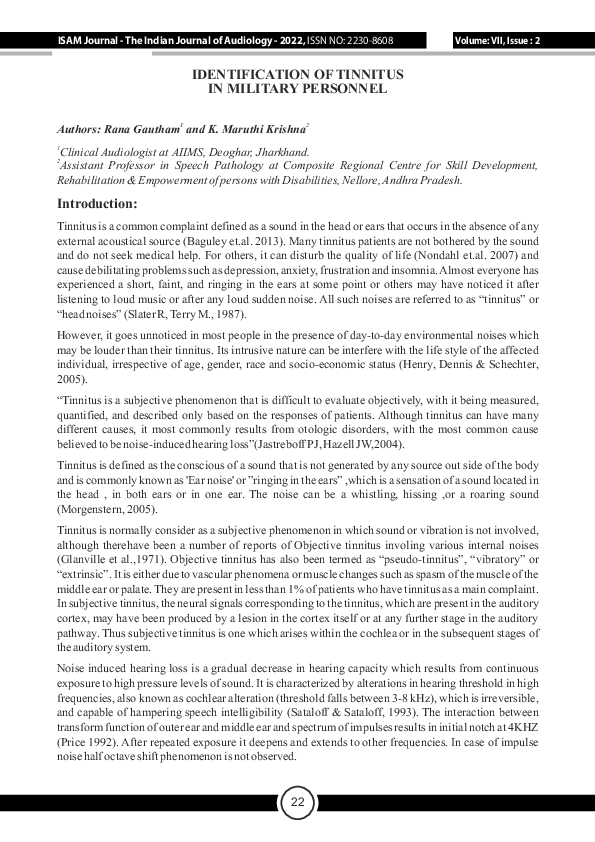 (PDF) Identification of Tinnitus in Military Personnel 10