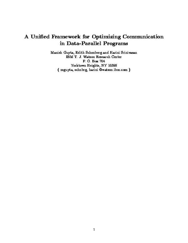 (PDF) A unified framework for optimizing communication in data-parallel programs