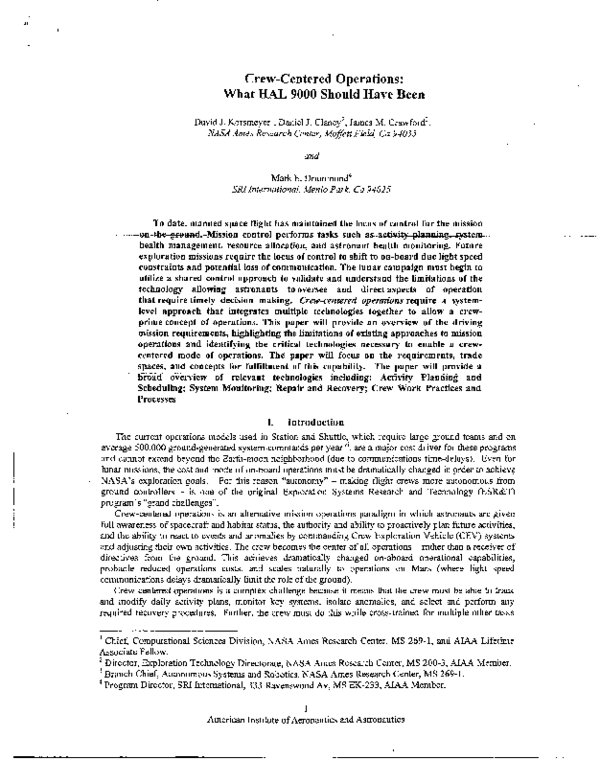 (PDF) Crew Centered Operations: What HAL 9000 Should Have Been