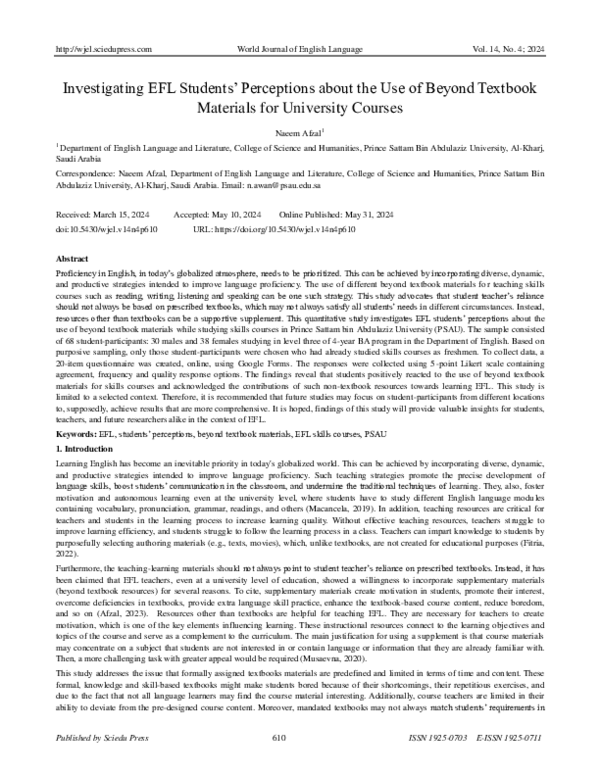 (PDF) Investigating EFL Students' Perceptions about the Use of Beyond ...