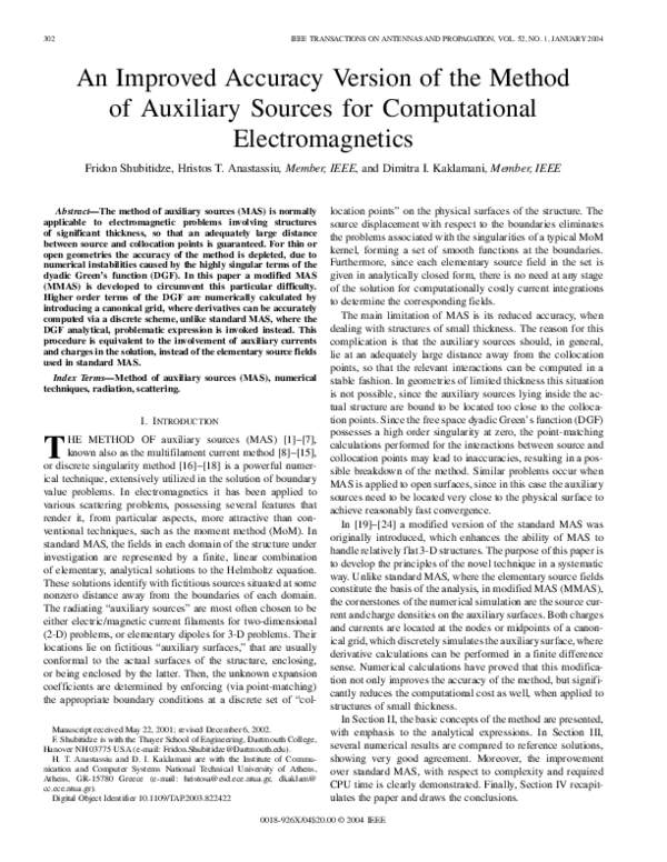 An Improved Accuracy Version of the Method of Auxiliary Sources for Computational Electromagnetics
