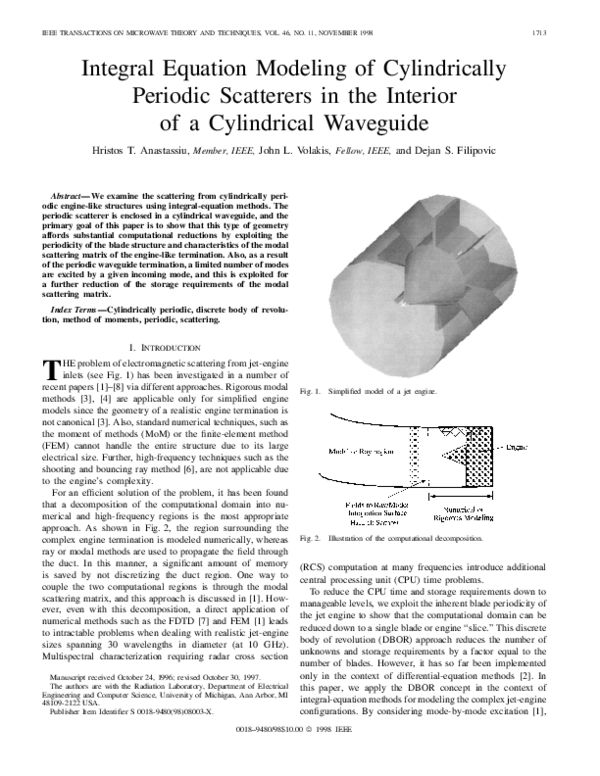 (PDF) Integral equation modeling of cylindrically periodic scatterers ...