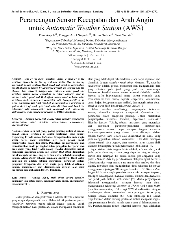(PDF) Perancangan Sensor Kecepatan dan Arah Angin untuk Automatic ...