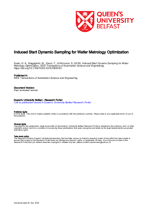 (PDF) Induced Start Dynamic Sampling for Wafer Metrology Optimization