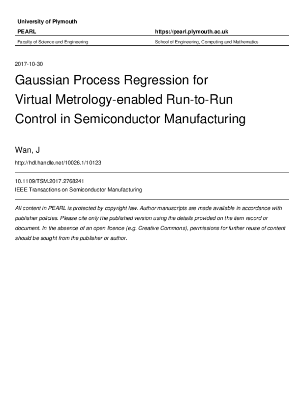 (PDF) Gaussian Process Regression for Virtual Metrology-Enabled Run-to-Run Control in ...