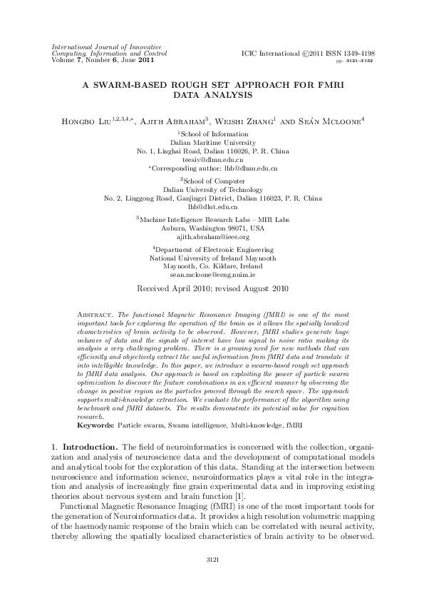 (PDF) A Swarm-Based Rough Set Approach for Fmri Data Analysis