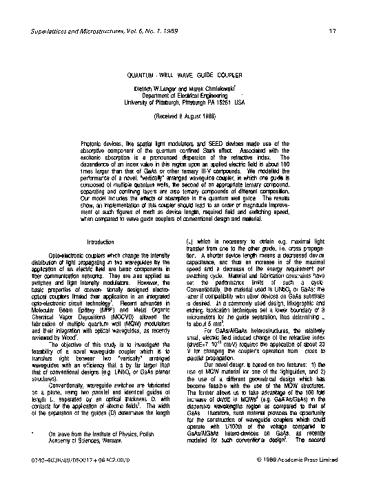 (PDF) Quantum-well wave guide coupler
