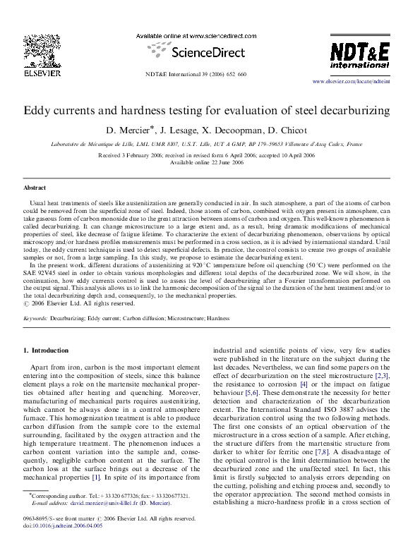 (PDF) Eddy currents and hardness testing for evaluation of steel ...