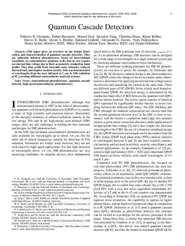 (PDF) Quantum Cascade Detectors