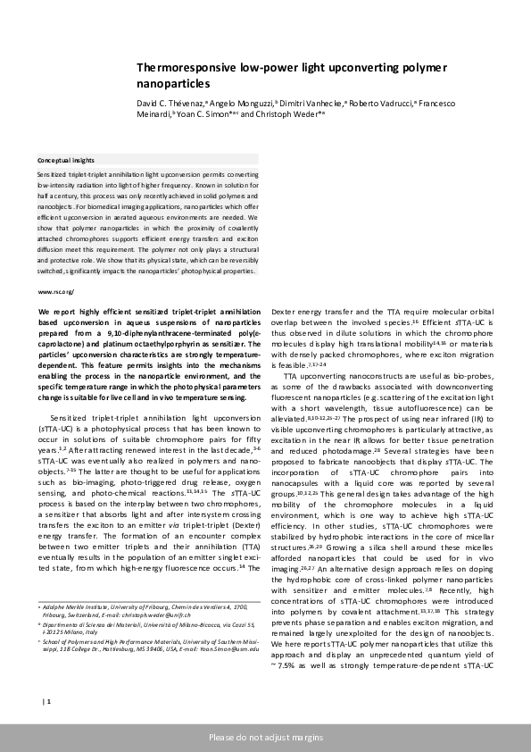 (PDF) Thermoresponsive low-power light upconverting polymer nanoparticles