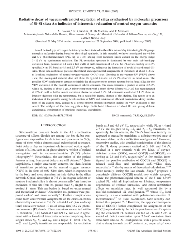 (PDF) Radiative decay of vacuum-ultraviolet excitation of silica ...