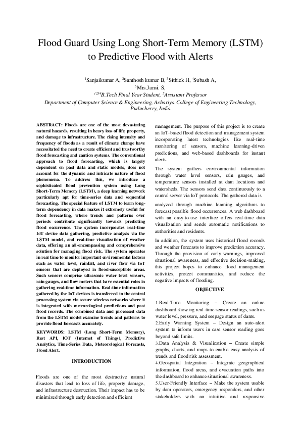 (PDF) Flood Guard Using Long Short-Term Memory (LSTM) to Predictive ...
