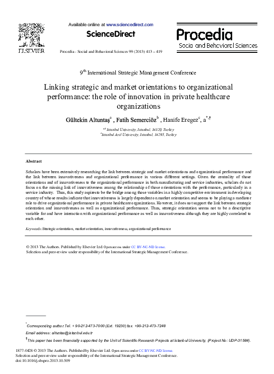 (PDF) Linking Strategic and Market Orientations to Organizational ...