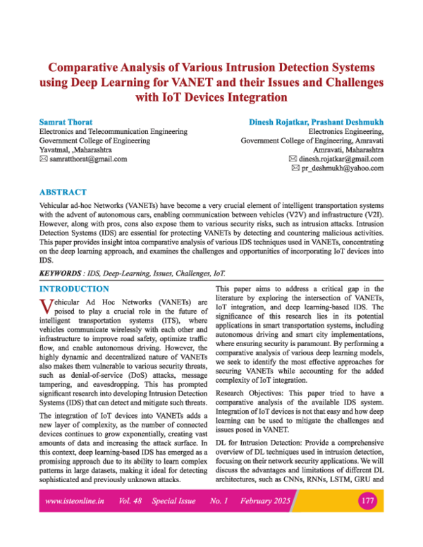 (PDF) Comparative analysis of various intrusion detection systems using Deep Learning for VANET ...