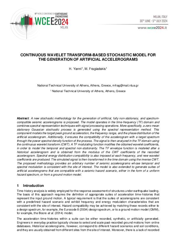 (PDF) Continuous Wavelet Transform-based Stochastic Model for the Generation of Artificial ...