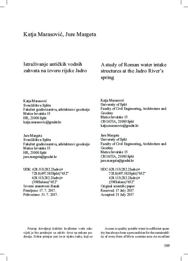 (PDF) Katja Marasović, Jure Margeta A study of Roman water intake ...