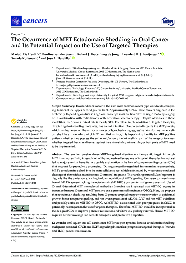 (PDF) The Occurrence of MET Ectodomain Shedding in Oral Cancer and Its ...