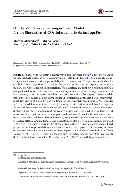 (PDF) On the Validation of a Compositional Model for the Simulation of $$\text {CO}_2 ...