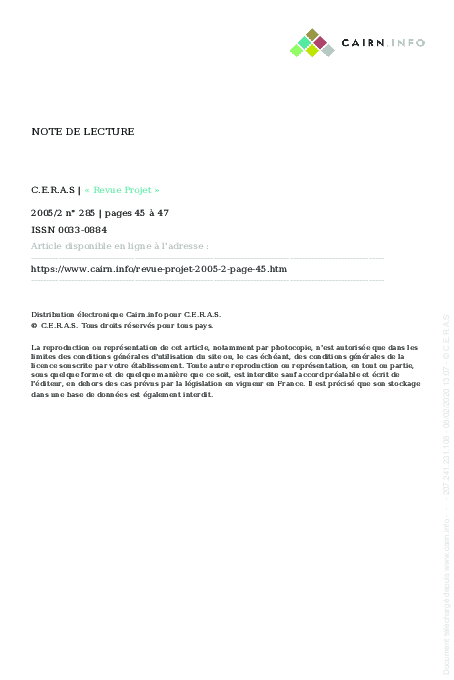 (PDF) Note de lecture
